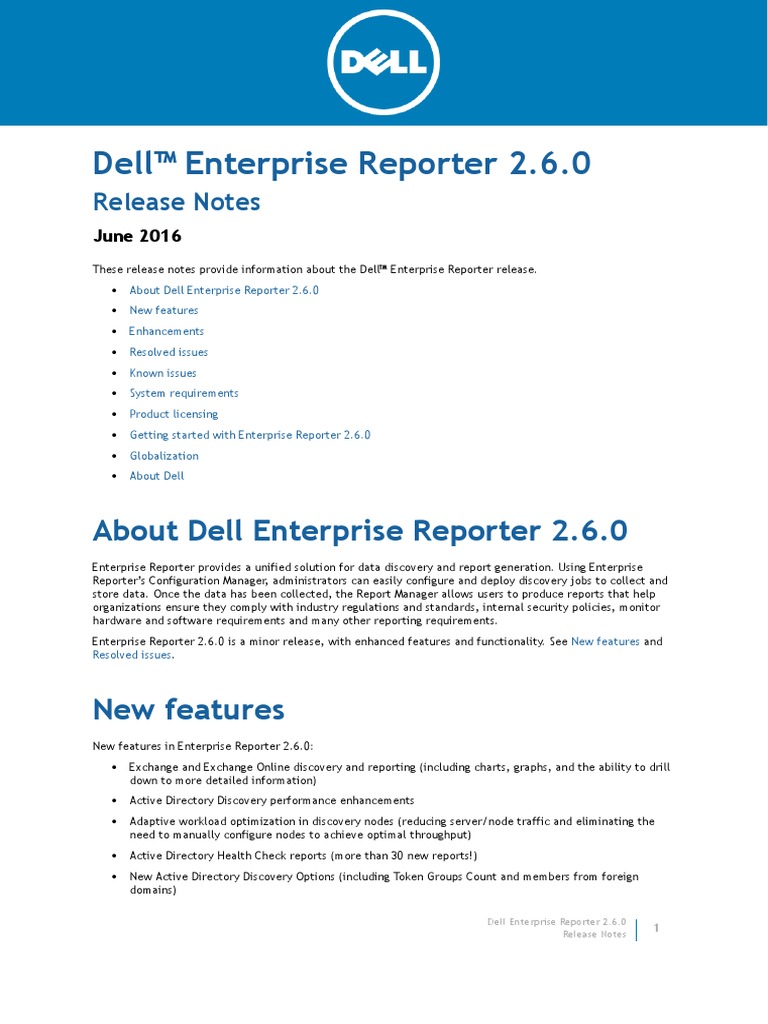 About Dell Enterprise Reporter 2.6.0 | PDF | Computer Cluster ...