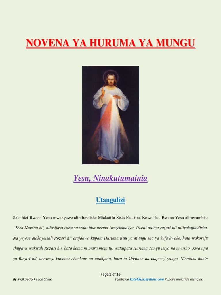Novena Ya Huruma Ya Mungu | PDF