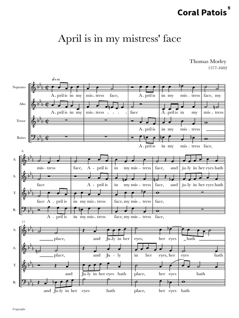 3 - Thomas Morley - April Is in My Mistress Face | PDF