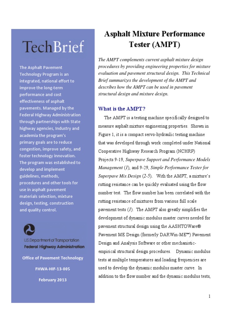 Asphalt Mixture Performance Tester (AMPT) : What Is The AMPT? | PDF ...