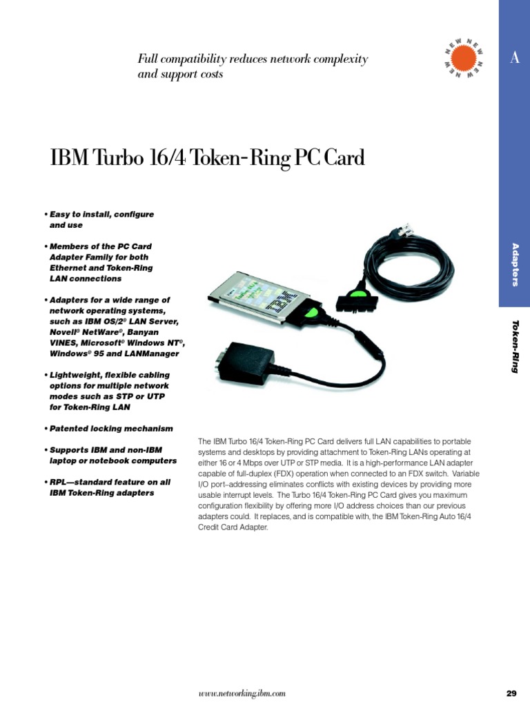 IBM Turbo 16/4 Token-Ring PC Card: Full Compatibility Reduces Network ...