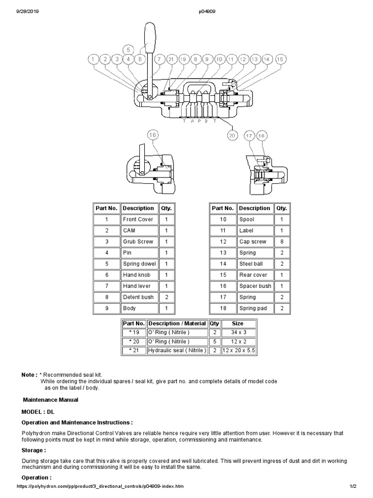 Part No. Description Qty. Part No. Description Qty | PDF | Valve ...