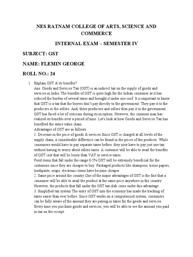 Assignment For GST | PDF | Value Added Tax | Taxes