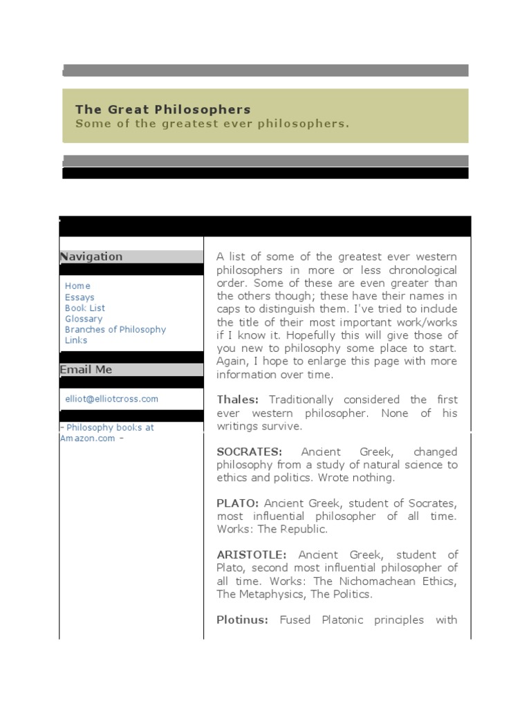 List of Famous Philosophers | PDF | René Descartes | Metaphysics
