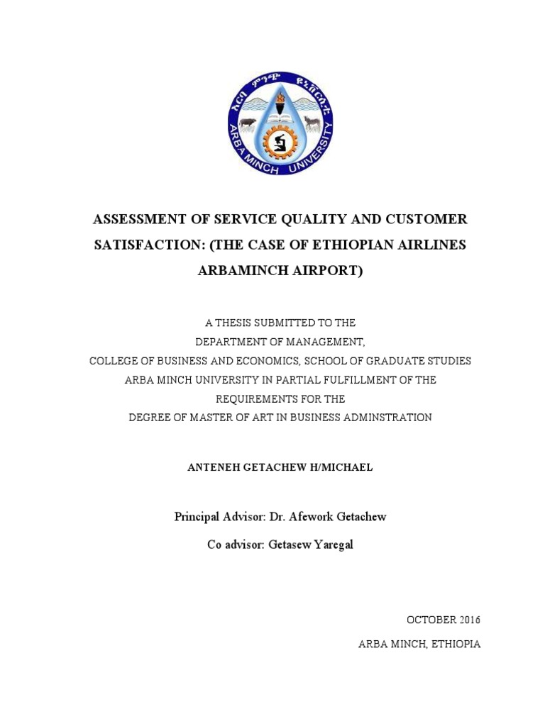 Anteneh Getachew Final Approved Project MBA | PDF | Customer Satisfaction | Airlines