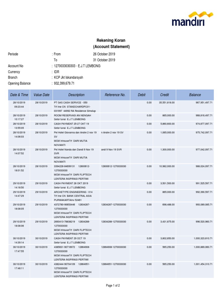 Rekening Koran (Account Statement) : Date & Time Value Date Description ...