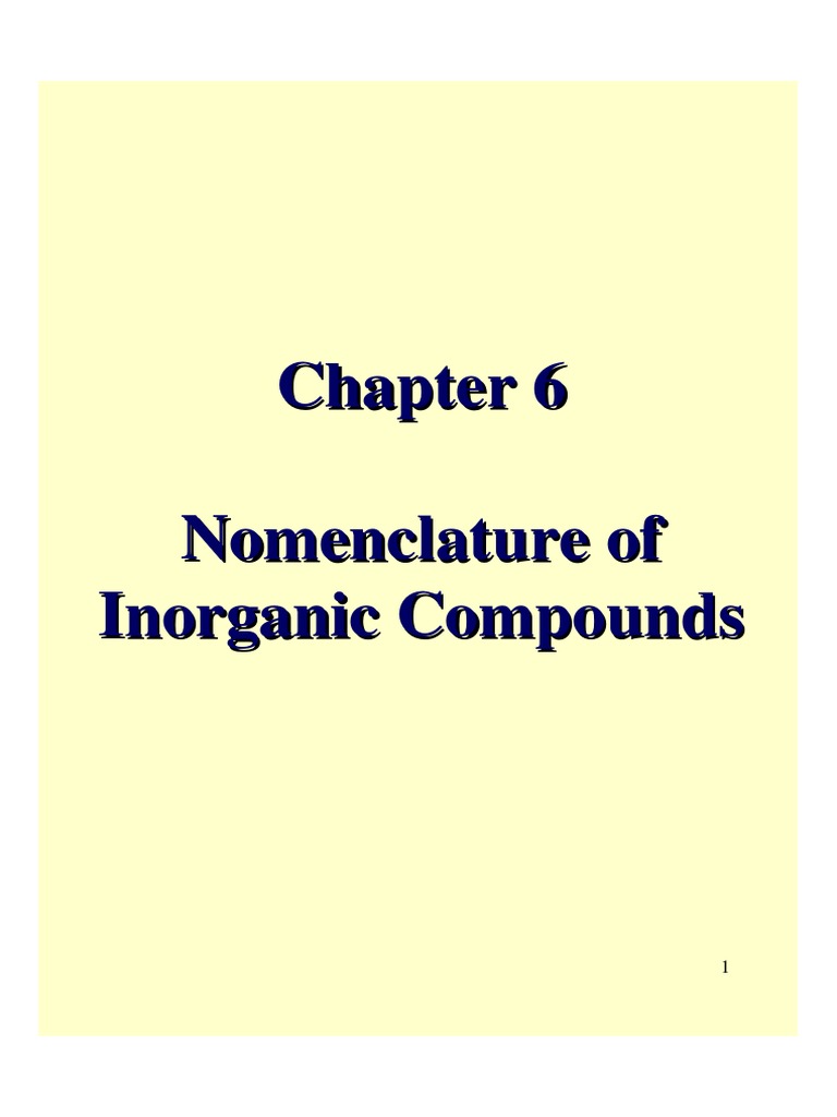 Nomenclature Inorg | PDF | Ion | Chlorine