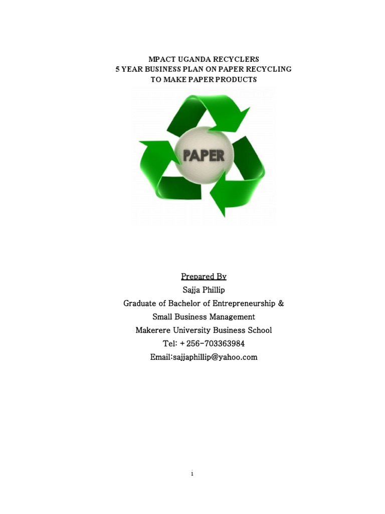 Paper Recycling Business Plan | PDF | Recycling | Marketing