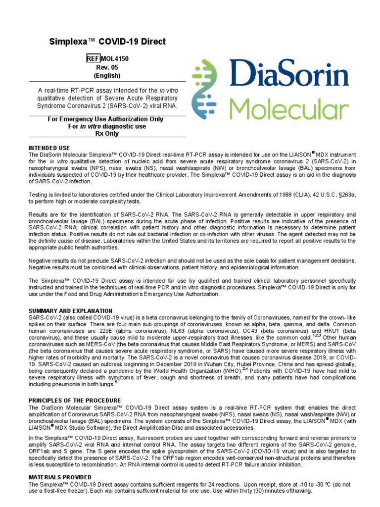 Simplexa™ COVID-19 Direct: Fluorescent Probes Are Used Together With ...