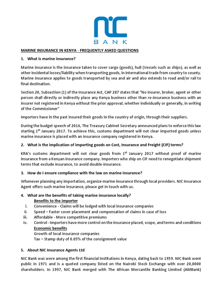 Marine Insurance Frequently Asked Questions | PDF | Insurance | Cargo