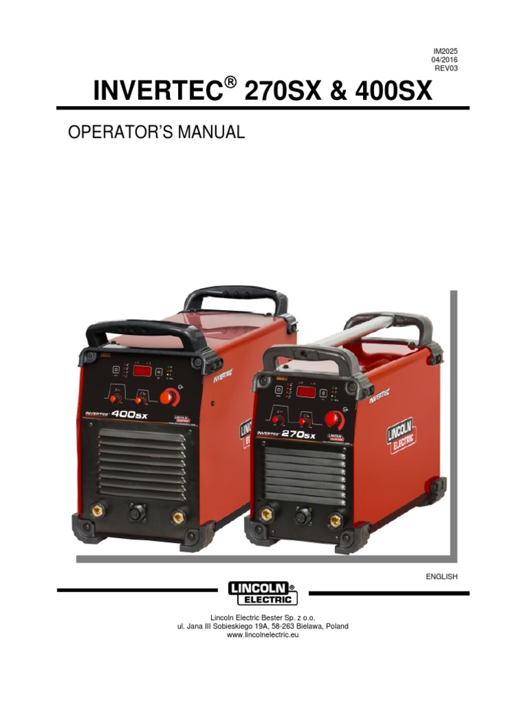 Invertec 270SX & 400SX: Operator'S Manual | Download Free PDF | Welding ...