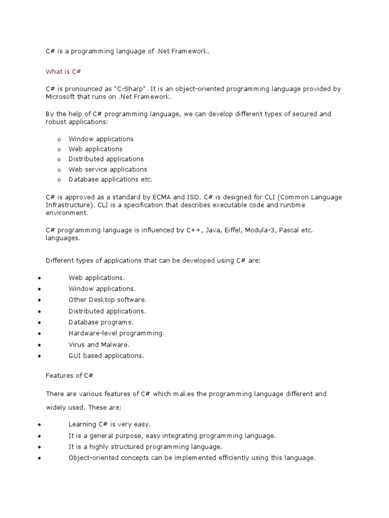C# Notes | PDF | Data Type | C Sharp (Programming Language)