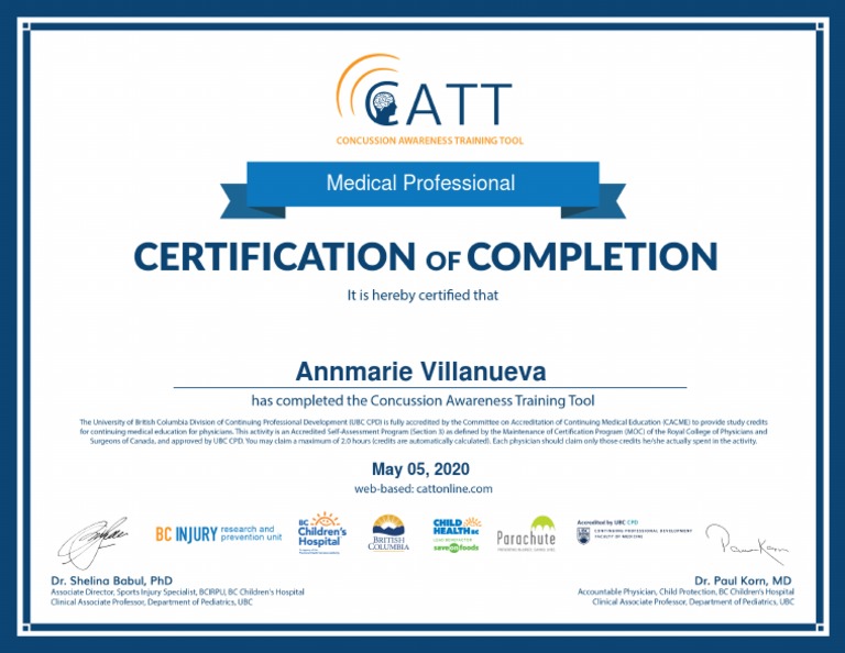 Annmarie Villanueva Medical Professional Course Certificate of ...