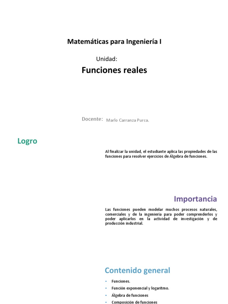 U2 - Funciones Reales PDF | PDF | Función (Matemáticas) | Logaritmo