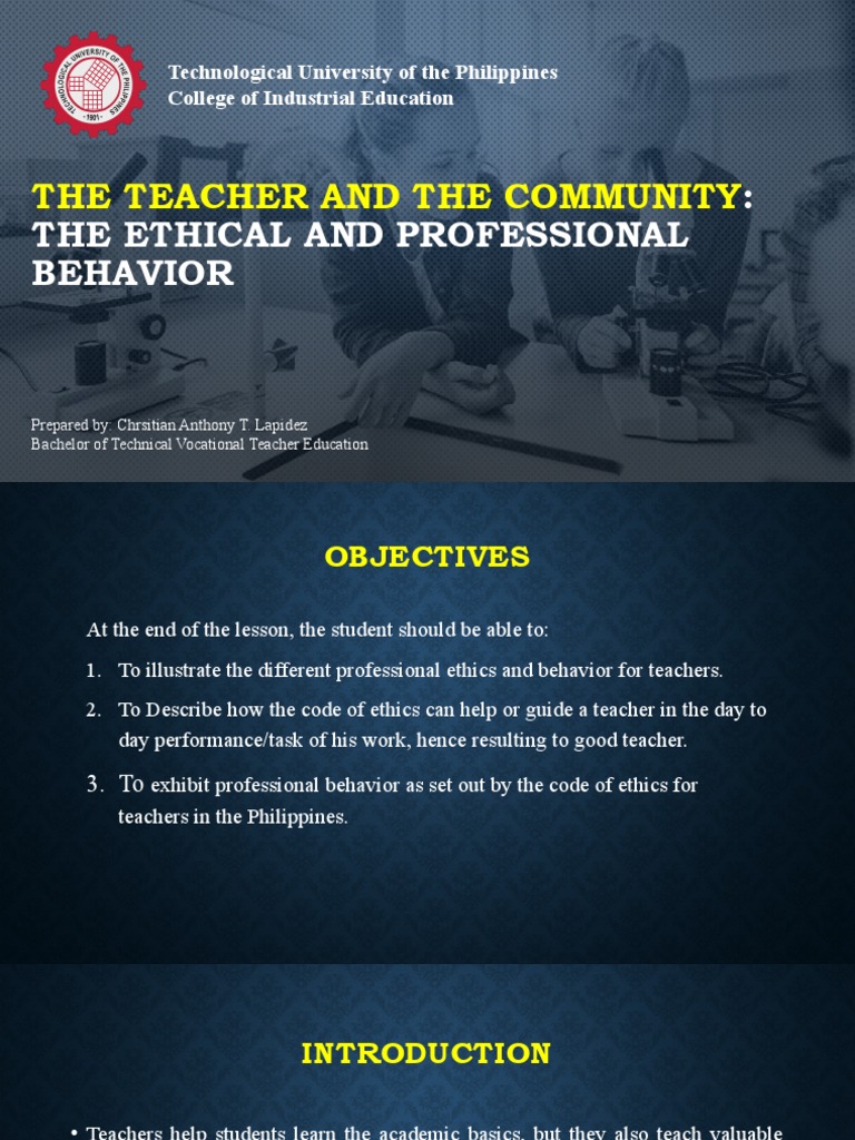 Teacher Ethics and Community Behavior | PDF | Teachers | Teaching Method