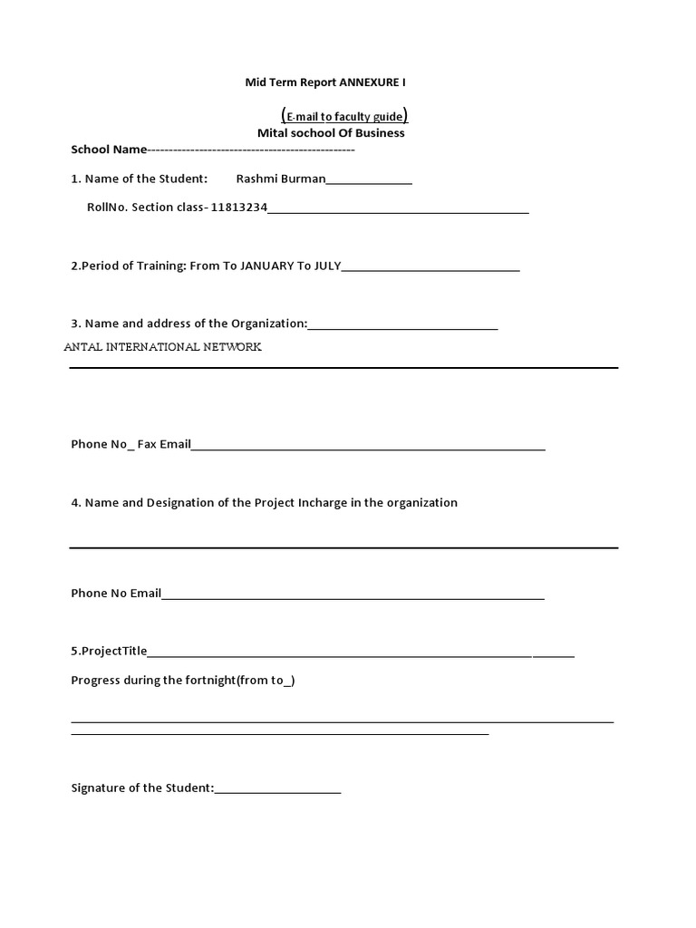 Mid Term Report ANNEXURE I | PDF | Learning | Behavior Modification