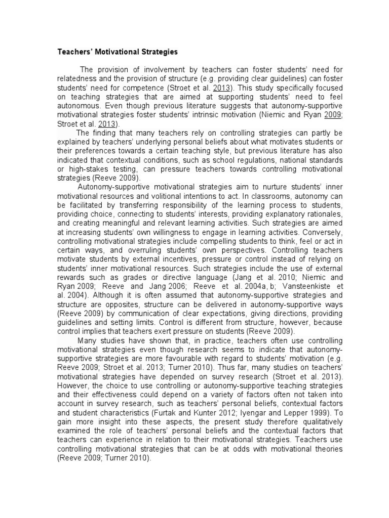 RRL (Teachers' Motivational Strategies & Pupils' Academic Performance ...