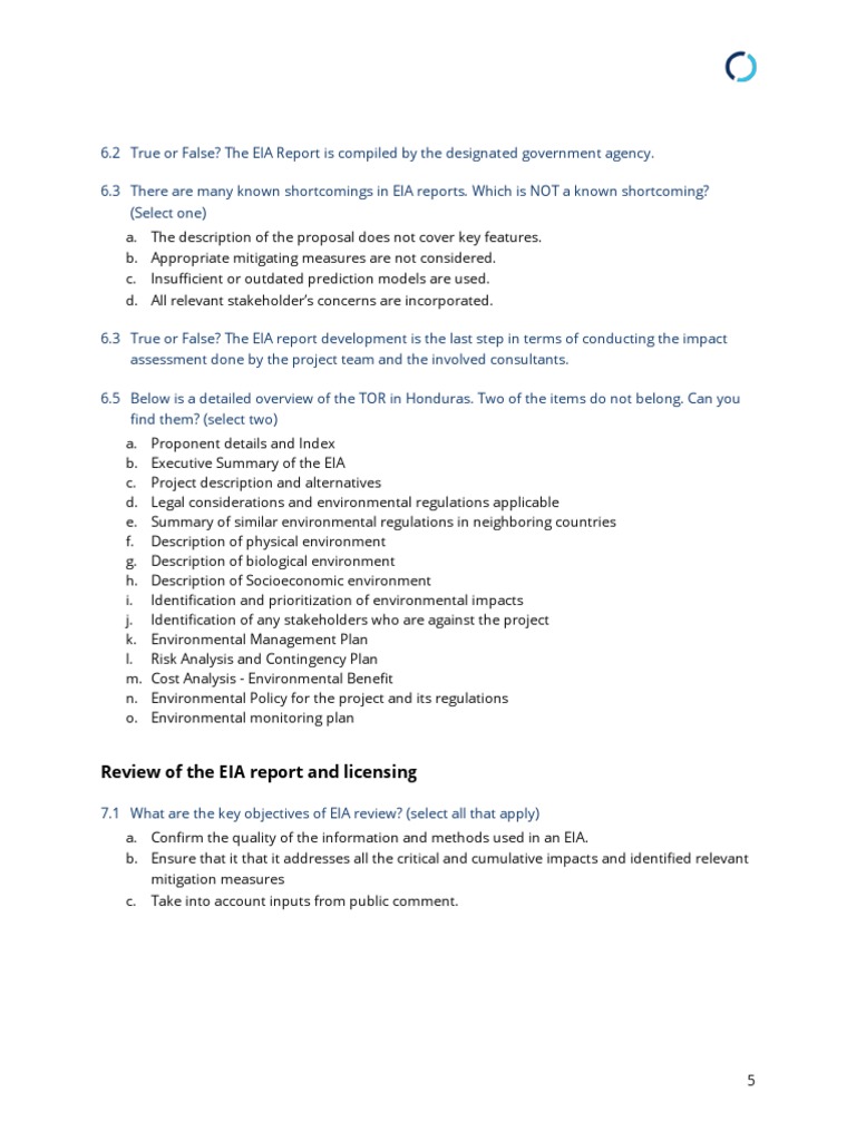 Review of The EIA Report and Licensing | PDF