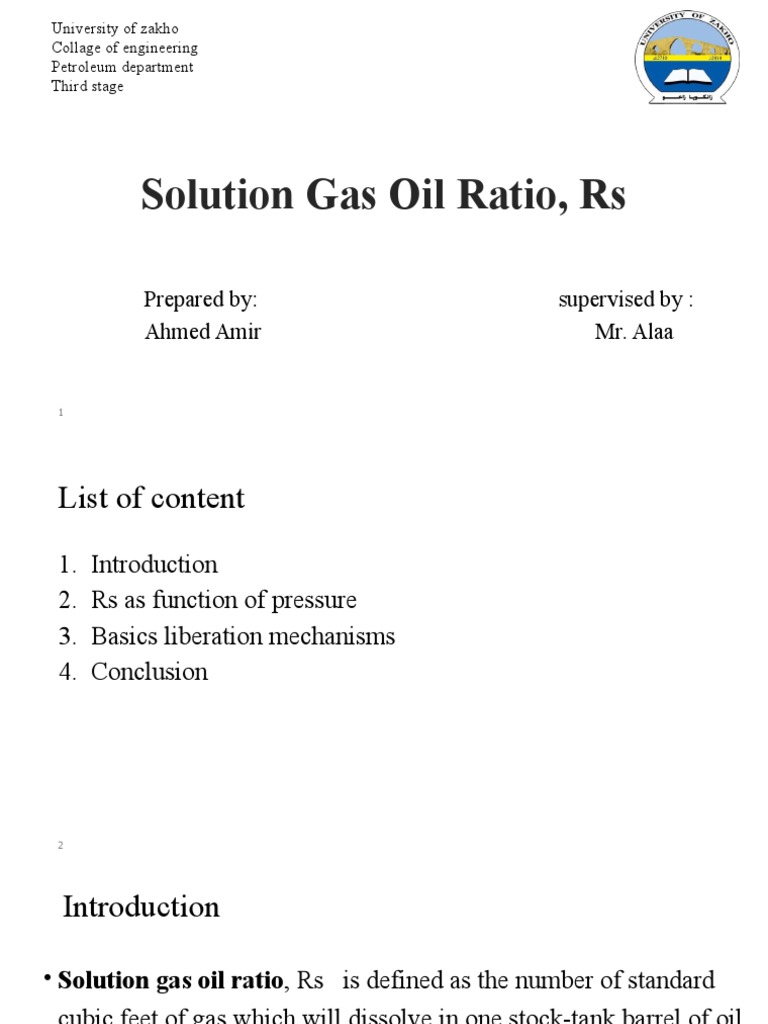 Solution Gas Oil Ratio, Rs | PDF | Petroleum Reservoir | Gases