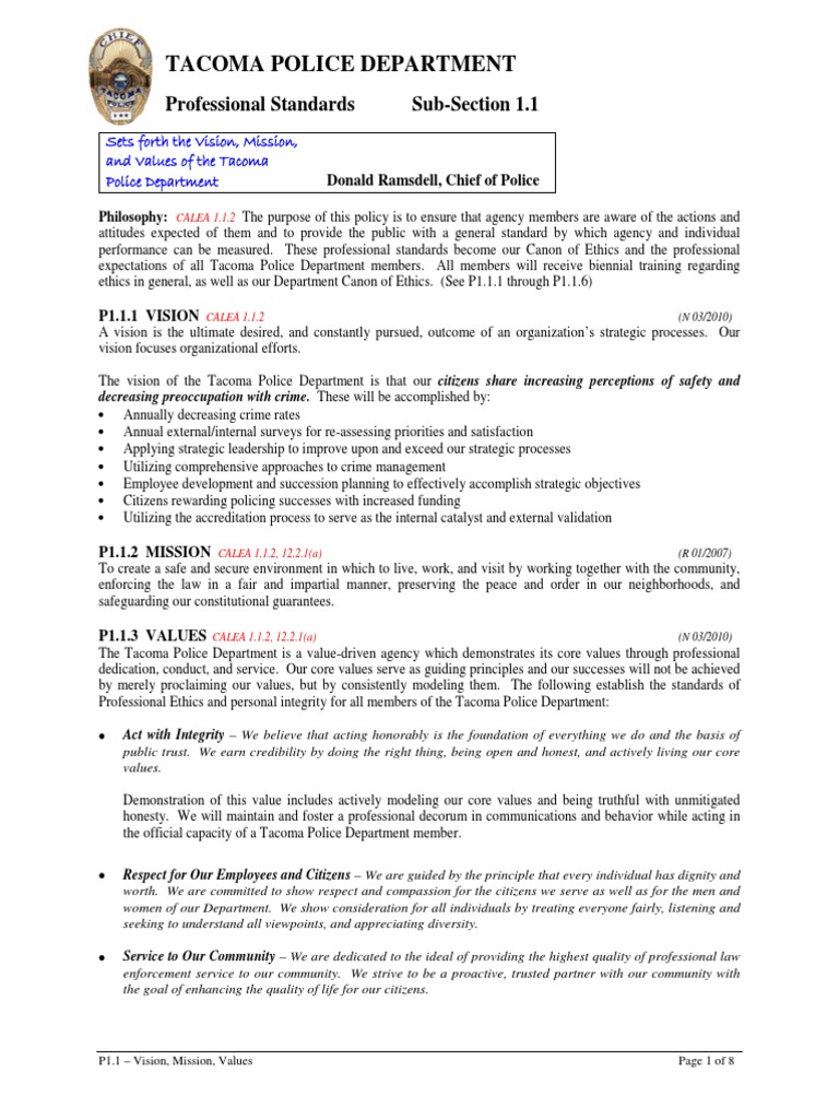 Tacoma Police Department Policies PDF | PDF | Law Enforcement Officer ...