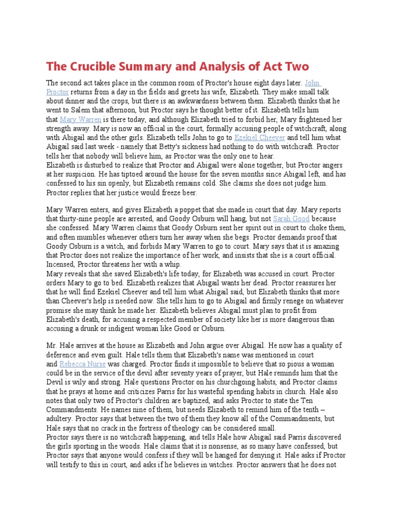 The Crucible Act 2 Summary & Analysis | PDF
