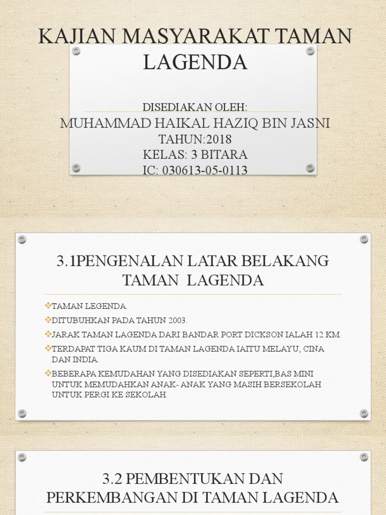 Kajian Masyarakat Taman Lagenda | PDF