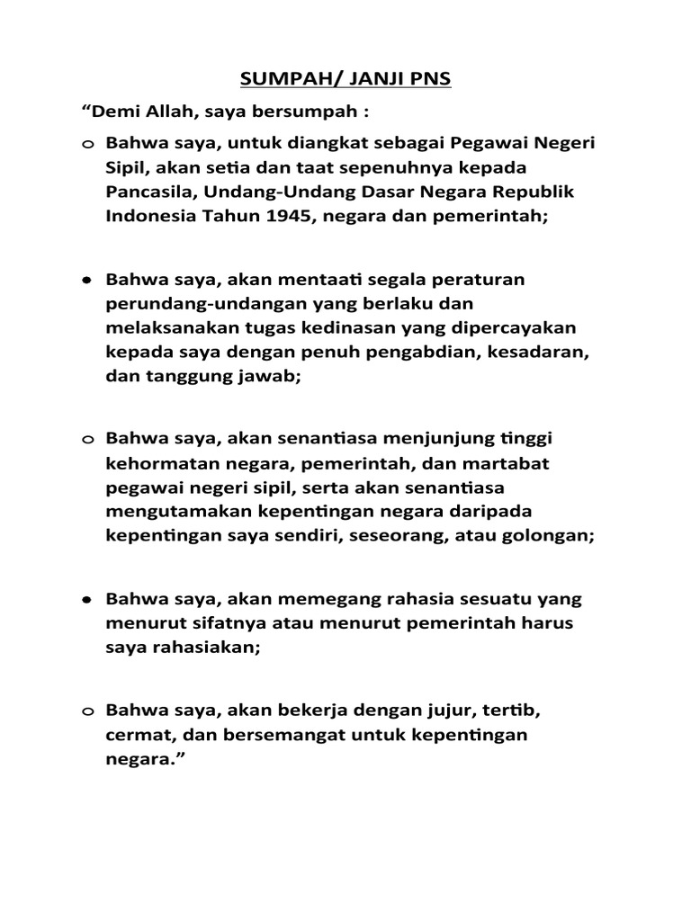 Sumpah Janji PNS | PDF