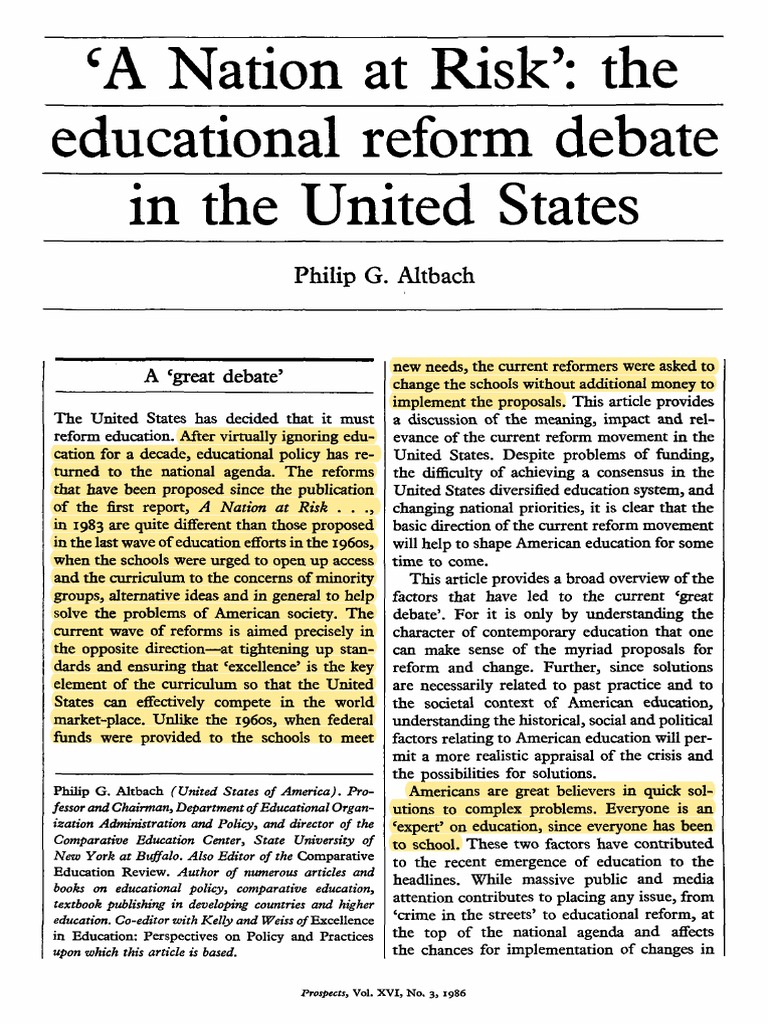 ALTBACH, Philip - A Nation at Risk The Educational Debate in The United ...