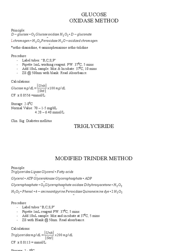 Glucose Oxidase Method: D Glucose+o Glucoseoxidase H O D Gluconate ...