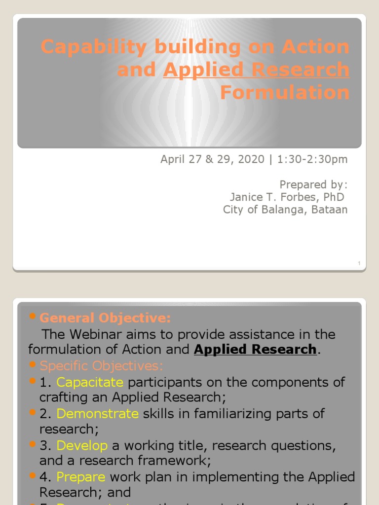 Capability Building On Action and Applied Research Formulation | PDF ...