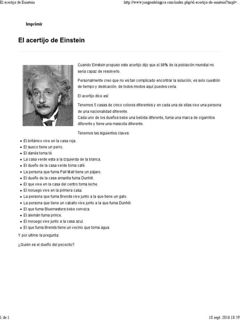 El Acertijo de Einstein | PDF