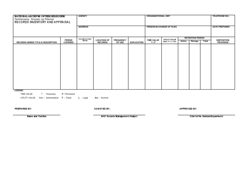 NAP Form No. 1 | PDF | Records Management | Information Science
