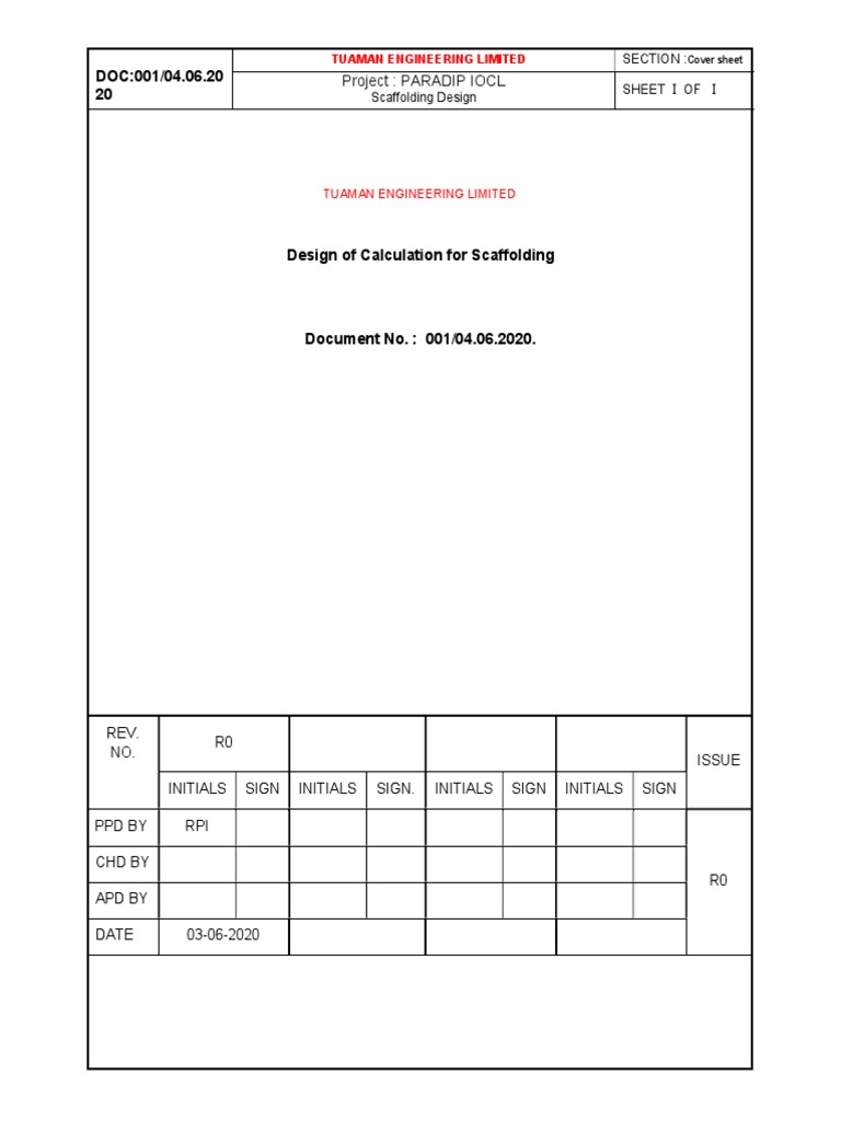 Design Calculation Scaffolding 03.06.2020 | PDF | Economic Sectors ...