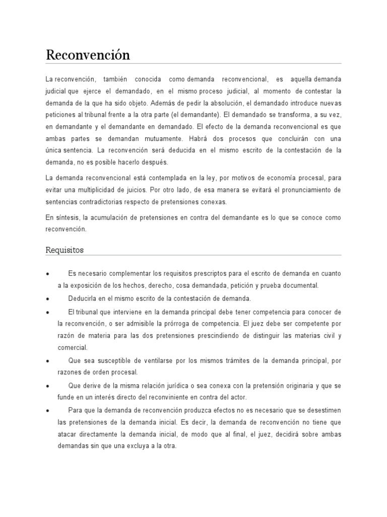 Reconvención | PDF | Reconvención | Demanda judicial