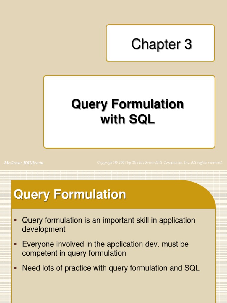Query Formulation With Sql Mcgraw Hill Irwin Pdf Sql Databases