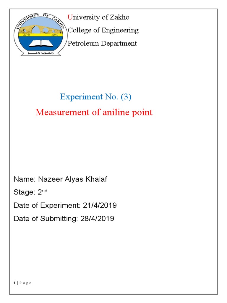 Measurement of Aniline Point Experiment Report | PDF | Diesel Fuel ...