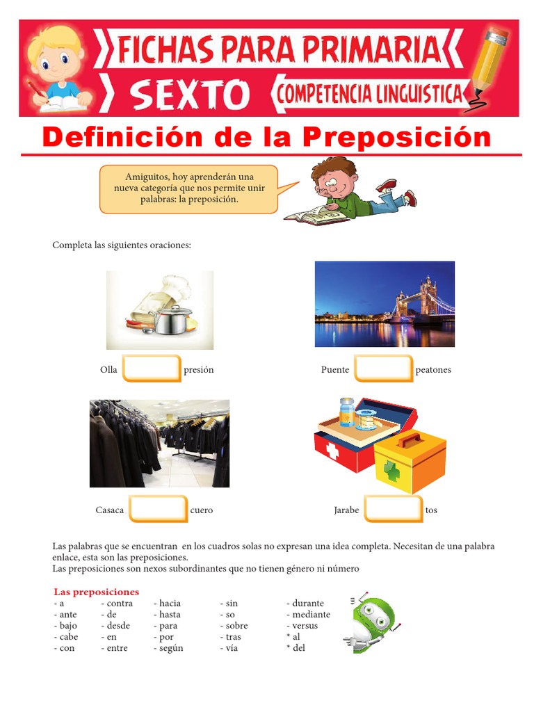 Definición de La Preposición | PDF | Preposición y Postposición