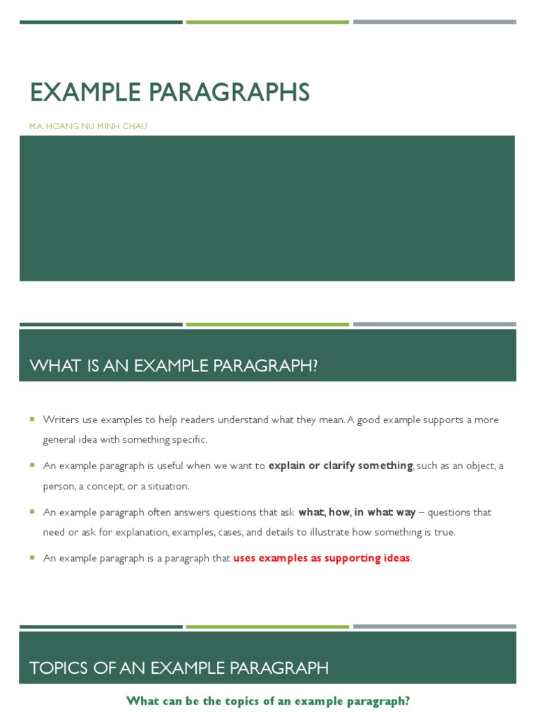 Example Paragraphs: Ma. Hoang Nu Minh Chau | PDF | Paragraph ...