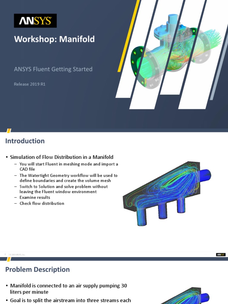 Workshop: Manifold: ANSYS Fluent Getting Started | PDF | Fluid Dynamics | Errors And Residuals