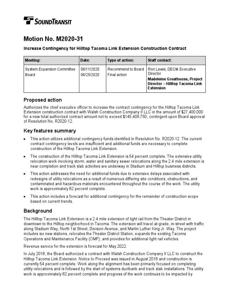 Motion M2020-31 | PDF | Risk Assessment | Risk