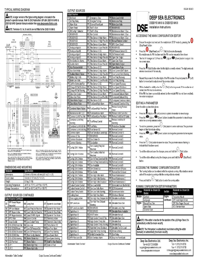 DSE6110 MKIII DSE6120 MKIII Installation Instructions PDF | PDF | Mains ...