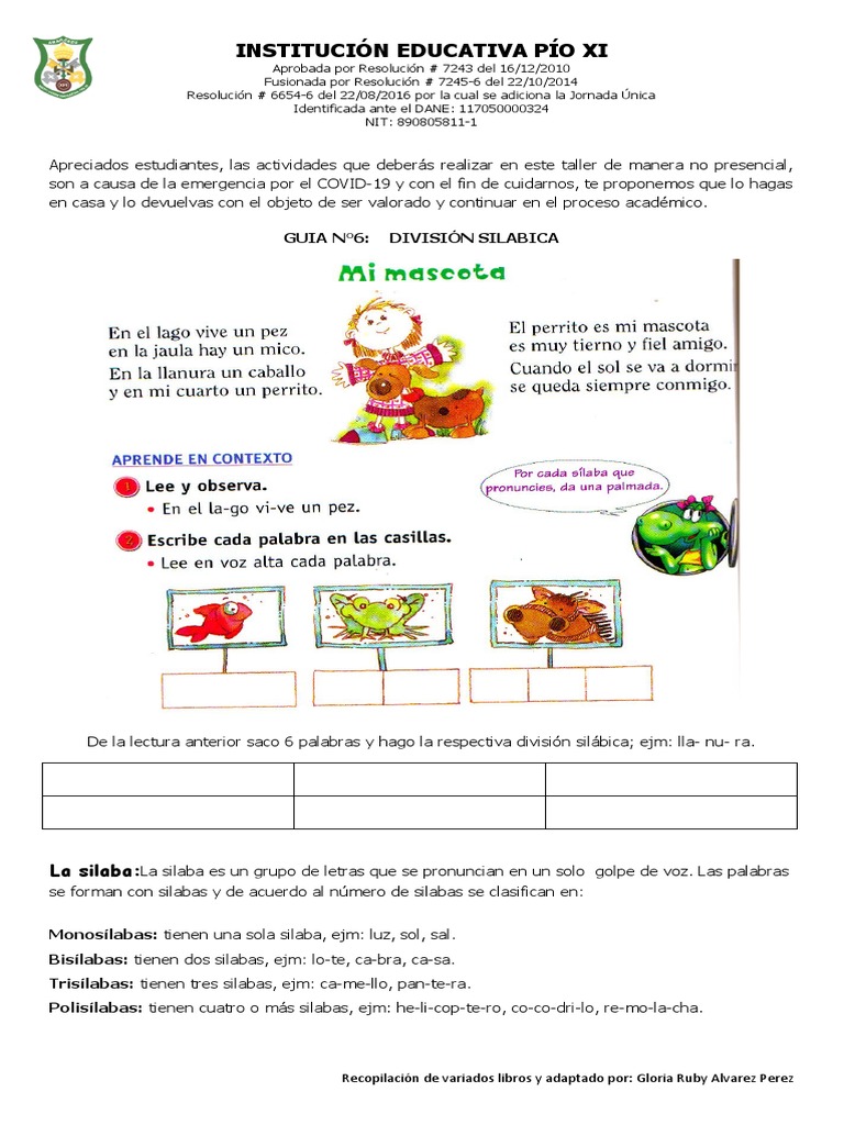 1 - GUIA 6 - Division Silabica | PDF | Sílaba
