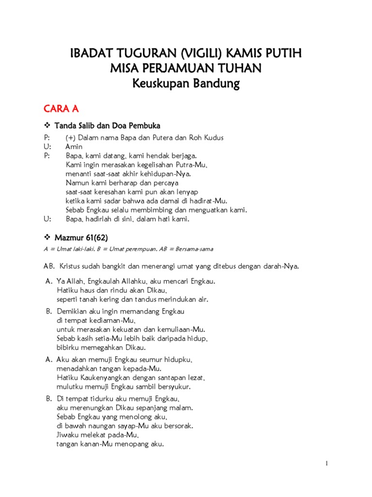 Doa Tuguran Kamis Putih | PDF | Memasak, Makanan, & Anggur