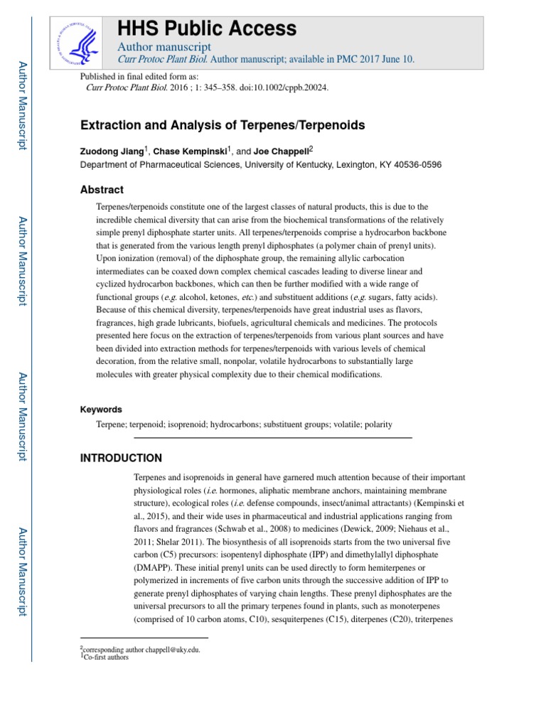 Terpenes Extraction | PDF | Chromatography | Gas Chromatography