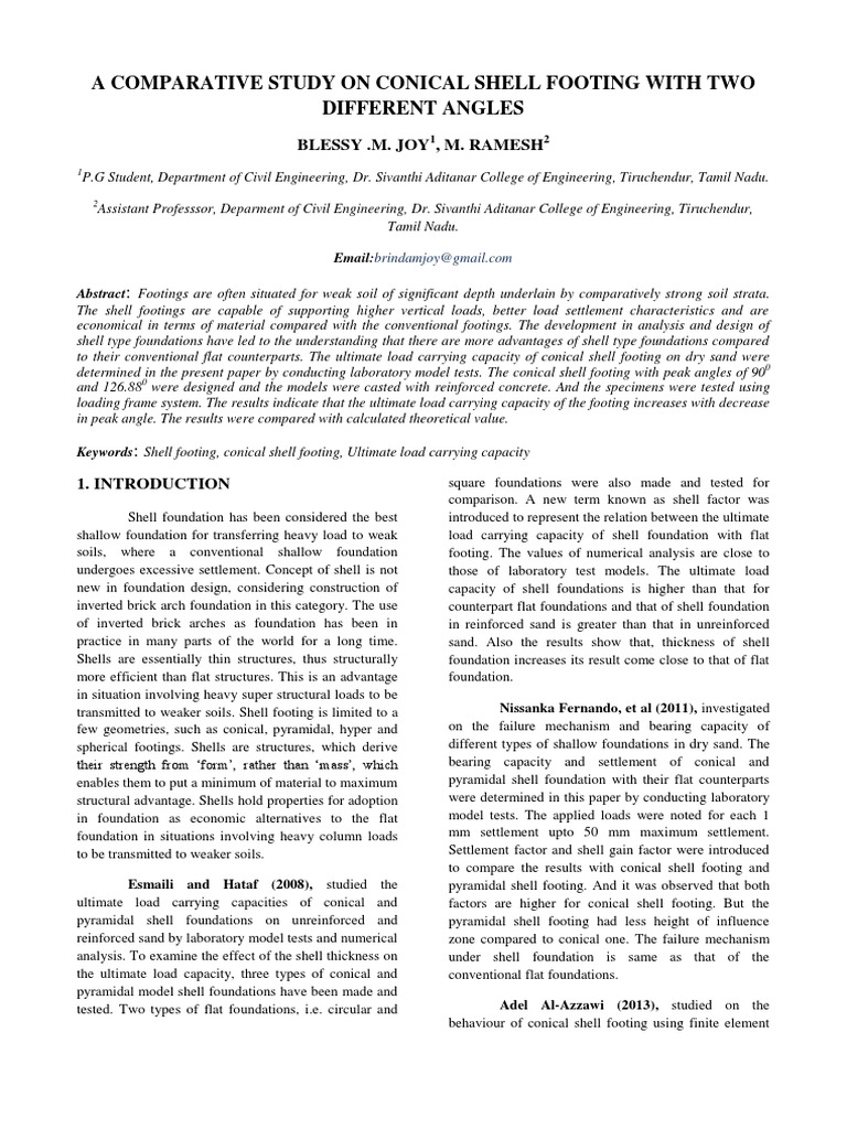 Conical Shell Footing | PDF | Fracture | Concrete