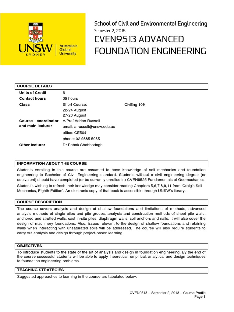 Cven9513 Advanced Foundation Engineering: School of Civil and ...