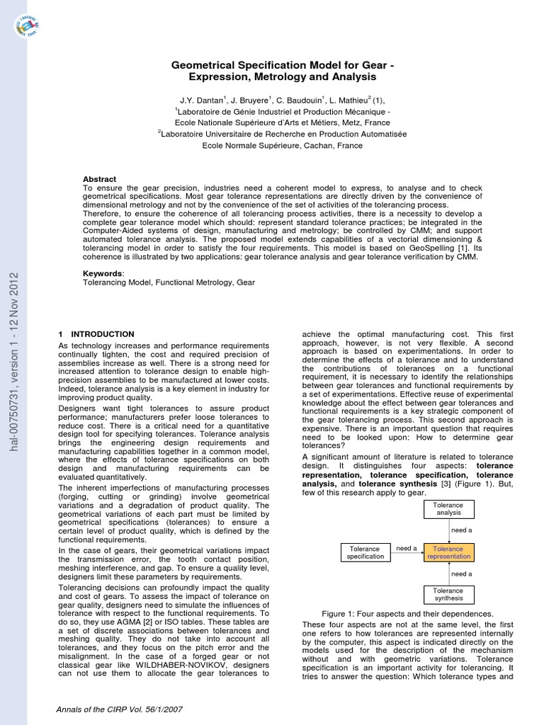 Gear Tolerancing Model & Analysis | PDF | Engineering Tolerance | Gear