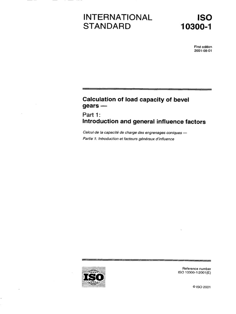 ISO 10300-1-2001 Calculation of Load Capacity of Bevel Gears - Part 1 ...