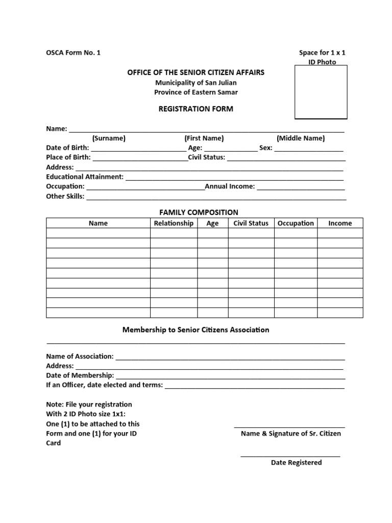 OSCA Form No. (Senior) Docx | PDF