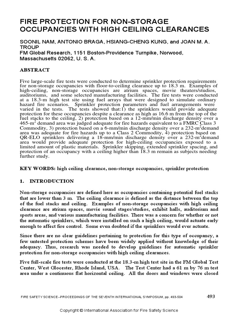 Fire Protection For Non-Storage Occupancies With High Ceiling ...